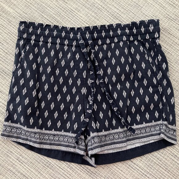 LOFT | Shorts | Loft Navy Blue White Pull On Drawstring High Waist Boho ...